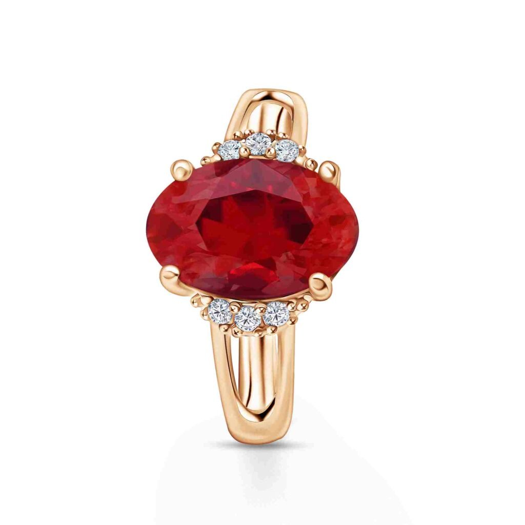 Oval Cut Ruby Accent Silver Ring – Divat