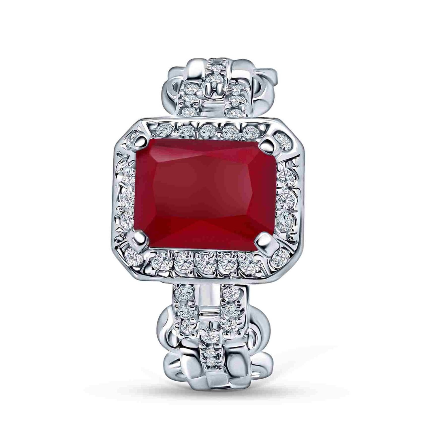Square Cut Ruby 925 Silver Ring – Divat